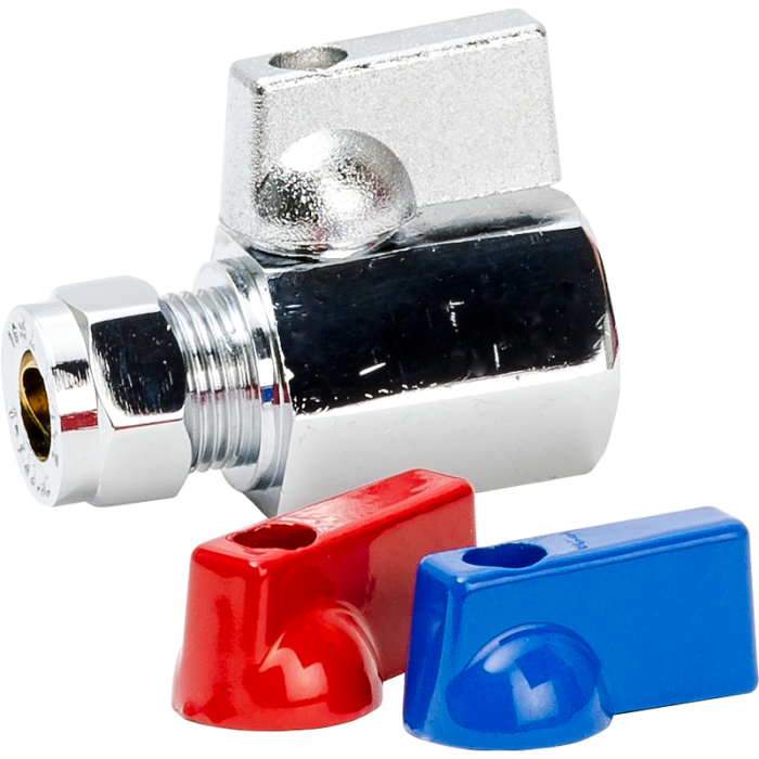 Kulventil Mini med Vred 10xR15 Invändig Gänga Förkromad Gelia (68724011 ...